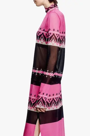 Anna Sui Fair Isle Mesh Turtleneck