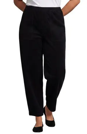 LANDS' END Corduroy High Rise Pull On Utility Barrel Leg Pants - Black