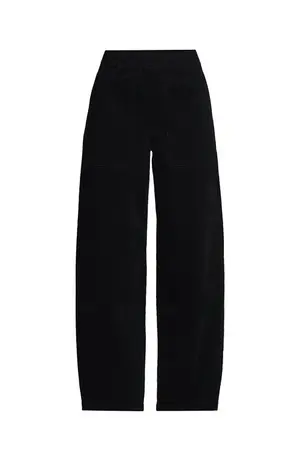 LANDS' END Corduroy High Rise Pull On Utility Barrel Leg Pants - Black