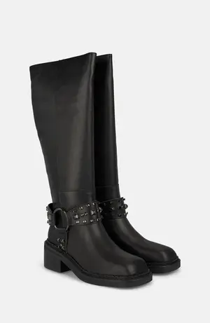 ALMA EN PENA Studded Biker Boot Black