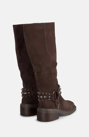 ALMA EN PENA Studded Biker Boot - Coffee