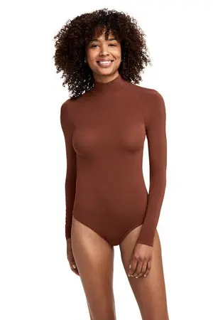 JOCKEY Supersoft Mock Neck Bodysuit - Coffee