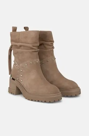 ALMA EN PENA Wide Heel Ankle Boot Studs - Vison