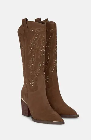 ALMA EN PENA Studded Heeled Boot Stones - Camel