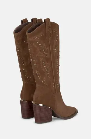 ALMA EN PENA Studded Heeled Boot Stones - Camel