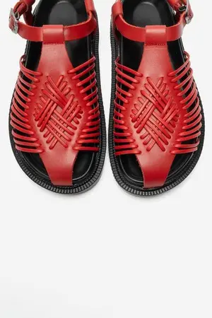 FOREVER & ALWAYS SHOES Thames Leather Sandal - Red