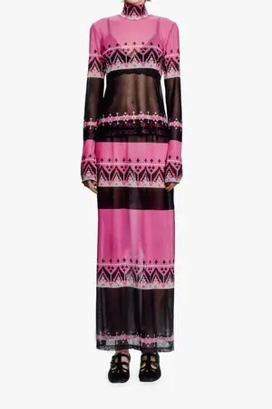 Anna Sui Fair Isle Mesh Skirt