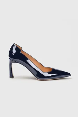 The Fold Savona Patent Leather Heels - Navy
