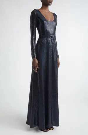 St. John Iridescent Metallic Jersey Gown