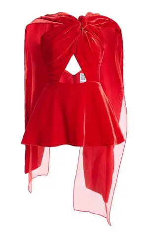 Rosie Assoulin X-drape Velvet Top - Red