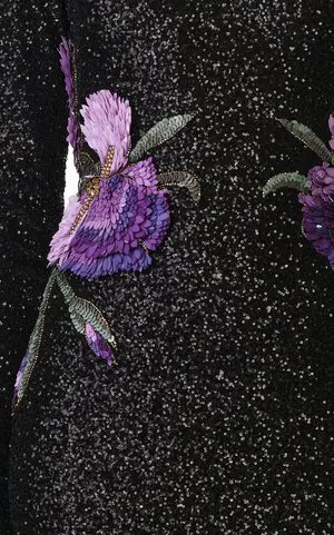 Naeem Khan Floral Applique Sequined Gown