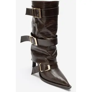 PROLOGUE SHOES Ylva Stiletto Pointed Toe Boot - Brown