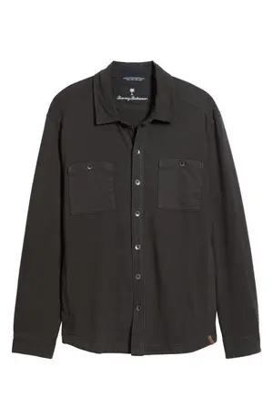 Tommy Bahama Ben And Terry Coasta Long Sleeve Button Up Shirt - Coal