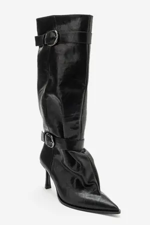 PROLOGUE SHOES Marcella Stiletto Knee High Boot Black