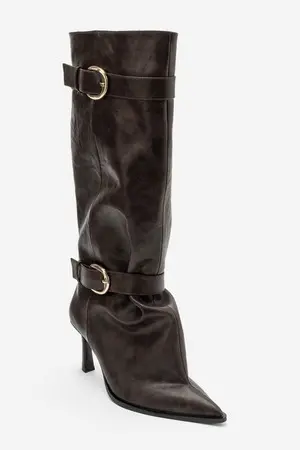 PROLOGUE SHOES Marcella Stiletto Knee High Boot Brown