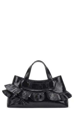BEHNO Franca Crinkled Leather Shoulder Bag - Black