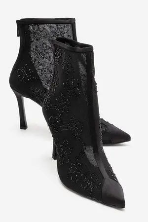 PROLOGUE SHOES Gwena Embellished Transparent Stiletto Boot