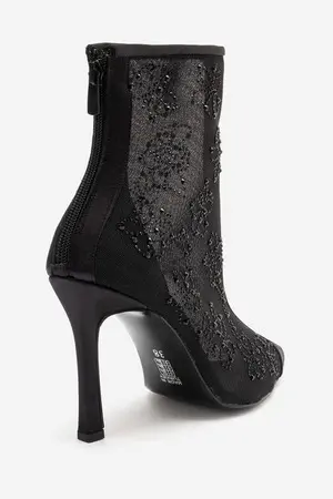 PROLOGUE SHOES Gwena Embellished Transparent Stiletto Boot