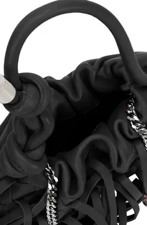 BEHNO Ina Mini Potli Fringe Leather Handbag
