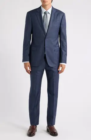 Emporio Armani G-line Windowpane Check Virgin Wool Suit - Navy