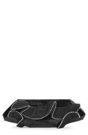 BEHNO Elizabeth Baguette Mini Leather Clutch - Black