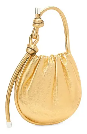 BEHNO Ina Mini Potli Metallic Leather Bag - Gold