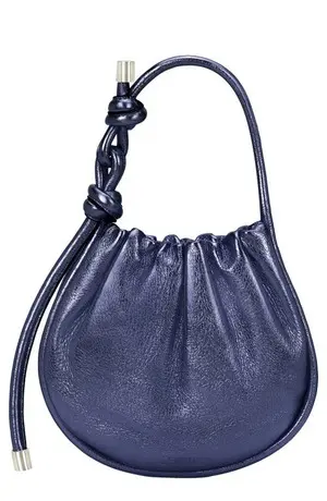 BEHNO Ina Mini Potli Metallic Leather Bag - Sapphire