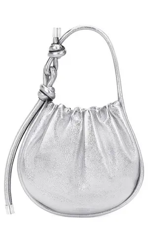 BEHNO Ina Mini Potli Metallic Leather Bag Silver