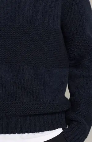 Vince Rugby Stripe Garter Stitch Wool Sweater