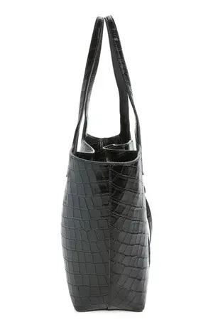 LIFFNER Belted Croc Embossed Leather Tote