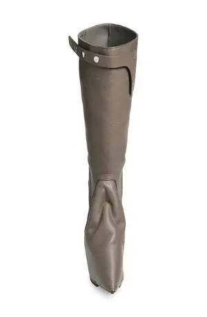 Rick Owens Taconaska Pointed Toe Leather Wedge Knee High Boot