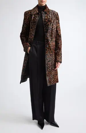 TOTEME Print Genuine Calf Hair Coat - Leopard