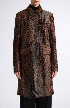 TOTEME Print Genuine Calf Hair Coat
