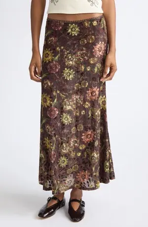 SIEDRES Siny Floral Maxi Skirt - Brown Multi