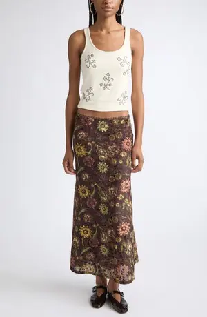 SIEDRES Siny Floral Maxi Skirt - Brown Multi