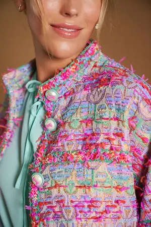 MAISON COMMON Casual Tweed Jacket With Trimming French Multicolor