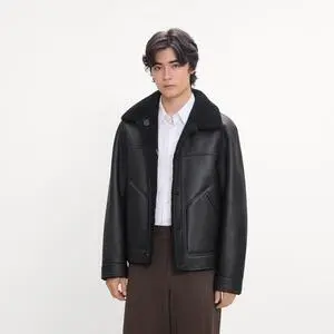 Theory Reversible Button-up Jacket In Shearling - Black