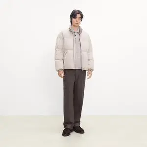Theory Storm Down Puffer Jacket In Corduroy - Silver Stone