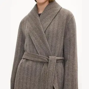 Theory Shawl Collar Coat In Herringbone Double-face Wool-cashmere