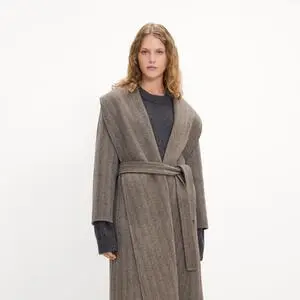 Theory Shawl Collar Coat In Herringbone Double-face Wool-cashmere