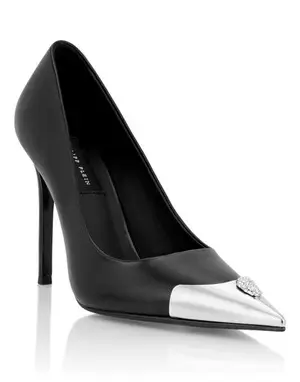 Philipp Plein Nappa Decollete Hi-heels Pump H105 Skull Toe - Black
