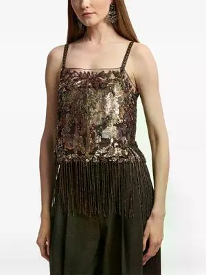 Ralph Lauren Sonara Sequin-embellished Fringe-trim Top