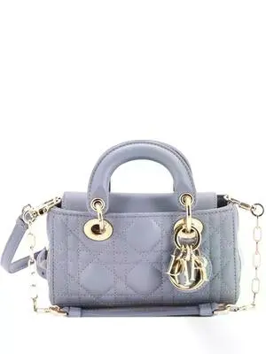 Dior Lady D-joy Bag Cannage Quilt Lambskin Micro Satchel - Blue