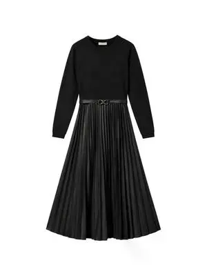 TWINSET Pleated Belted Midi Dress - Black