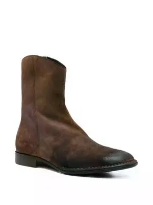 Emporio Armani Suede Burnished-effect Boots - Brown