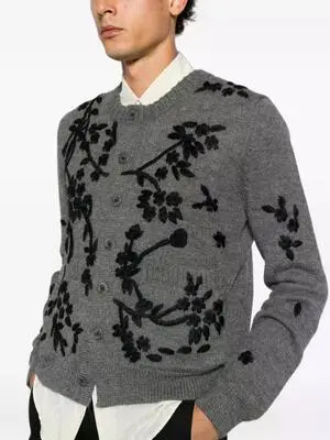 BAZISZT Floral-embroidered Cardigan
