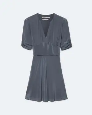 ALLSAINTS Ena Silk Mini Dress - Grey