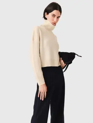 Maje High-neck Cashmere Sweater - Ecru