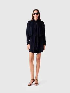 Maje Short Draped Satin Dress