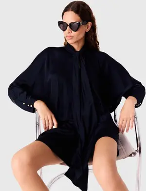 Maje Short Draped Satin Dress